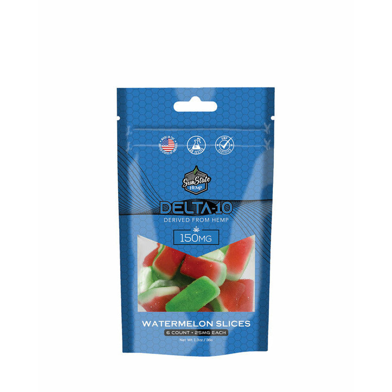 DELTA 10 GUMMY WATERMELON SLICES GRAB N' GO BAG 6CT 150MG – Sunstate hemp